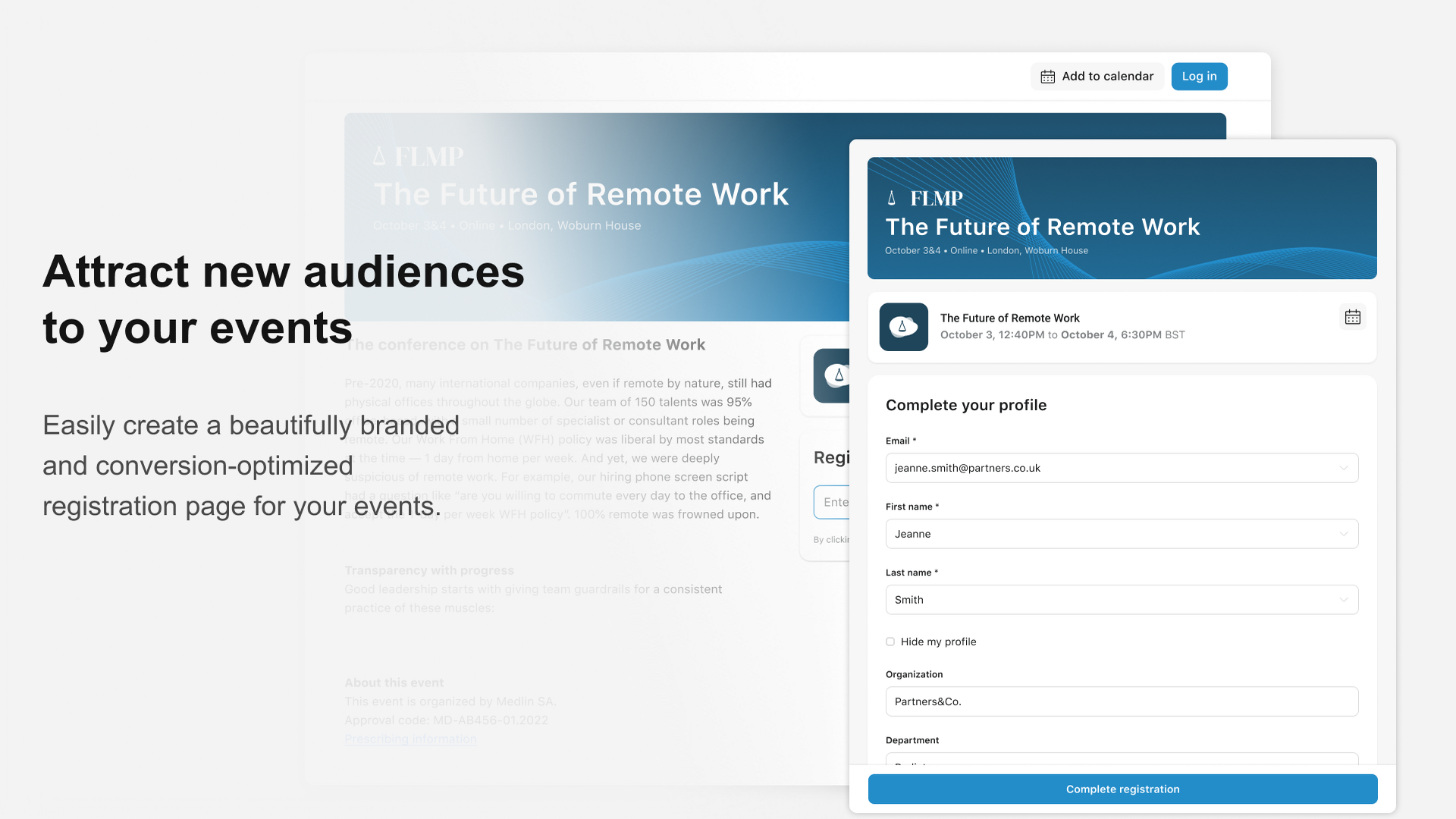 Registration page - SpotMe